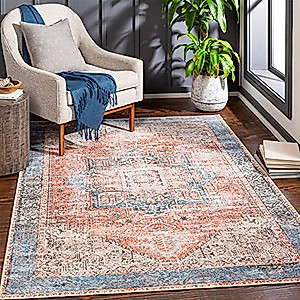 Artistic Weavers Suri Vintage Washable Area Rug,6'7" x 9',Rust/Blue