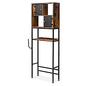LAVIEVERT Over The Toilet Storage Rack with 2 Cabinets, 4-Tier Industrial Bathroom Organizer Shelves, Freestanding Space Saver Toilet Stands for Restroom, Laundry - Rustic Brown