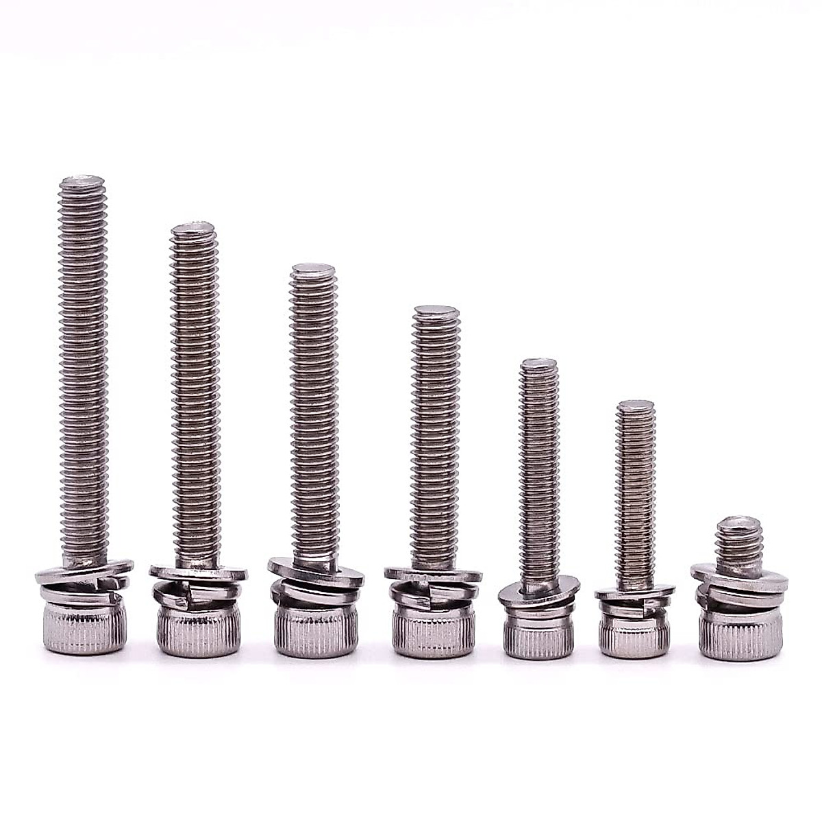 M5 x 40mm 30 PCS Socket Head Cap Screws with Flat Washer and Lock Washers, 304 Stainless Steel 18-8, Bright Finish, Full Thread, DIN912