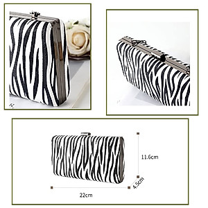 Women Clutch Evening Purses Black - and White Zebra Pattern Wristlet Hobo Bag Crossbody Bag with Chain Strap for Party (Zebra)