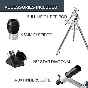 Celestron – Omni XLT 102 Refractor Telescope – Hand-Figured Refractor with XLT Optical Coatings – Manual German Equatorial EQ Mount with Setting Circles and Slow Motion Control – Includes Accessories