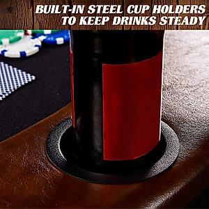 Barrington Charleston 10 Player Folding Poker Table, Oval Card Table, Casino Style Tournament Poker Table with Padded Rails and Cup Holders