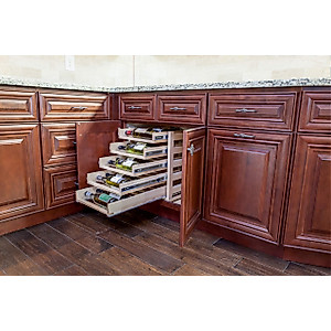 Wine Logic In-Cabinet Sliding Tray Wine Rack, 30-Bottle, Solid Maple Wood, Unstained with Clear Satin Lacquer Finish