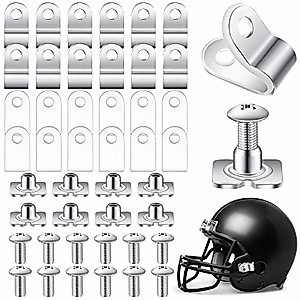 Football Helmet Repair Kit Football Helmet Hardware Kit R Shape Football Visor Clips Screws Nuts with Rubber Gaskets for Youth Hockey Baseball Sports (32 Pcs)