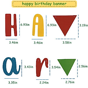 Happy Birthday Banner, Pennant Happy Birthday Sign, Reusable Felt Fabric Happy Birthday Garland, Red, Green and Yellow Birthday Banner for Kids Women Men Birthday Party Decorations