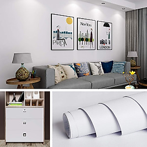 Livelynine 15.8x197 Waterproof White Wallpaper Peel and Stick for Bedroom White Vinyl Wrap for Kitchen Self Adhesive Contact Paper for Cabinets Drawer Liner Modern Wall Paper for Bedrooms Bathroom