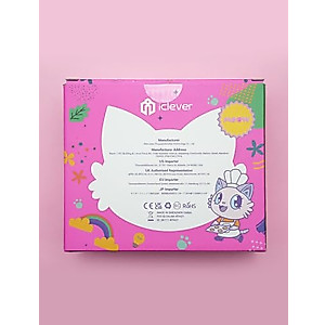 iClever Kids Bluetooth Headphones, Light Up Cat Ear, Safe Volume 74/85dBA,60H Playtime,Bluetooth 5.3,USB C Charging,Wireless Kids Headphones AUX Cord for iPad Tablets School Travel,Meow Cookies-Purple