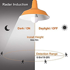 Motion Sensor Light Bulbs,7W (60-Watt Equivalent) E26 Motion Activated Dusk to Dawn Security Light Bulb Outdoor/Indoor for Front Door Porch Garage Basement Hallway Closet(Cold White 2 Pack)