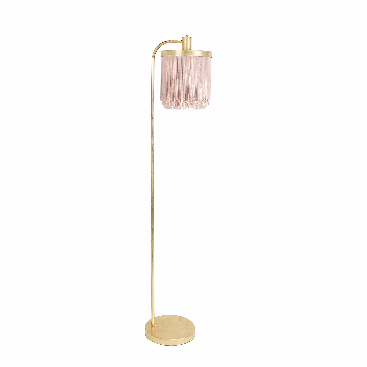 Decor Therapy Framboise Fringe Shade Floor Lamp, Gold Leaf