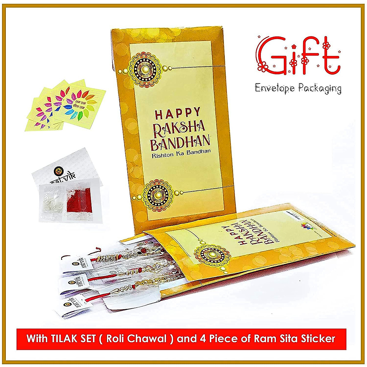 CRAFTSMAN Rakhi for brother Bhaiya Bhabhi Gift Set of 5 Pcs Rakhi for family Raksha Bandhan Festival Rakhi for Bhaiya and Bhabhi, Indian designer latest Rakhi for bhai Thread Bracelets (Design 2)