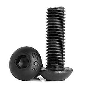 50 Pcs M5-0.8 x 12mm Button Head Socket Cap Screws, 10.9 Grade Alloy Steel, Allen Socket Drive, Black Oxide Finish, Full Thread (10.9 Grade,M5-0.8 x 12mm,50 Pcs)