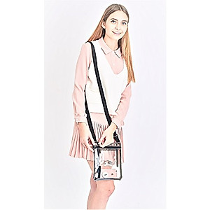 Youngever Clear Cross-Body Purse, Stadium Approved Clear Vinyl Bag, Adjustable Cross-Body Strap, Extra Inside Pocket (Pack of 2)