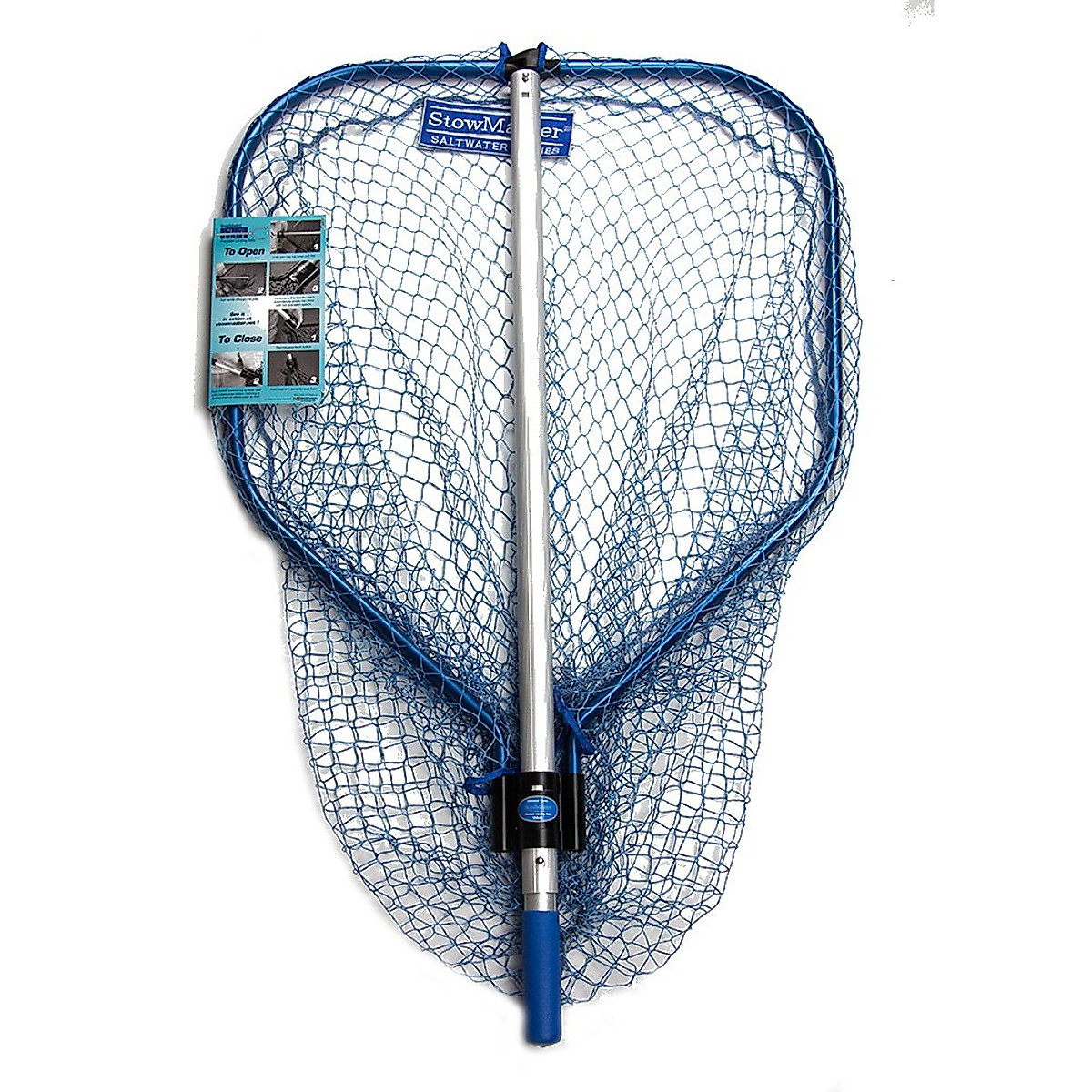 StowMaster SS84S Saltwater Series Precision Landing Net - Hoop 24"x28", Length 84",Silver/Blue