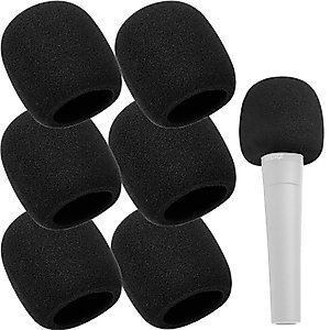 CDBOVID Microphone Covers Foam - Black Sponge Foam Microphone Windscreen Cover, for Most Microphone, 6pcs