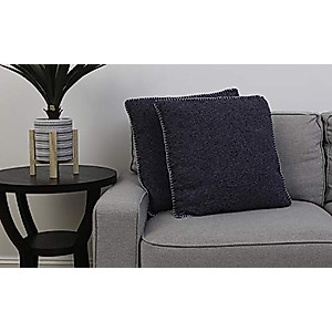 Thro by Marlo Lorenz Georgetown Chunky Weave Whipstitch Square, Set of 2 Throw Pillow, Denim Blue