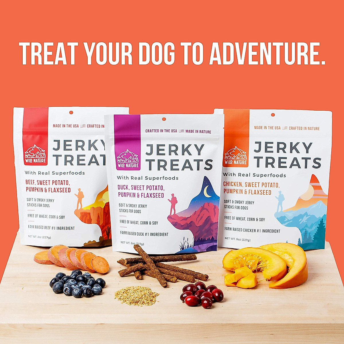 Wild Nature Chicken Jerky for Dogs Sticks | Made in The USA Only | Healthy, All-Natural Chicken Jerky Dog Treats | High Protein, Soft Dog Jerky Treats | Grain Free Superfoods | Perfect Training Treats