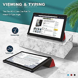 All New Fire HD 8 Tablet Case, Tablet Case Fits Kindle Fire HD 8 & 8 Plus Tablet (8”12th/10th Generation, 2022/2020 Release), Ultra Light Slim Fit Cover, Not Suit Kindle for 2017/2018 Release-Red