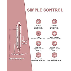 Mubiao Bluetooth Headphones Neckband 20Hrs Playtime V5.0 Wireless Headset Sport Noise Cancelling Earbuds w/Mic for Gym Running Compatible with iPhone Samsung Android