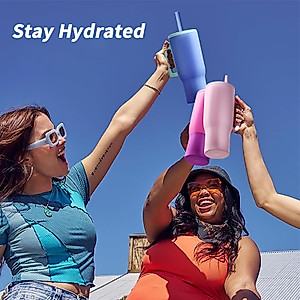 Barpertik 20 oz Tumbler with Handle Flip Straw,100% Leak Proof Coffee Mug Water Bottle,Insulated Cup Reusable Stainless Steel Travel Mug,Gifts for Women,Pink sand