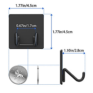 jockcaras Adhesive Towel Hooks Heavy Duty: Wall Hanging Shower Hook for Bathroom - Black Sticky Kitchen Hook - Door Towel Hook, 4 Pcs