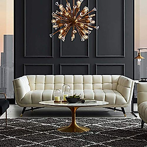 Modway Adept Contemporary Mid-Century Modern Performance Velvet Upholstered Tufted Sofa in Ivory