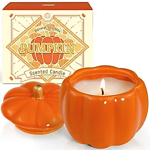 SCENTORINI Pumpkin Candle, Fall Scent Candle with Spiced Pumpkin Fragrance, Large Jar Candle for Fall Decorations Halloween Thanksgiving
