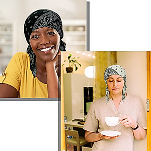 ASHILISIA 4 Pieces Women Chemo Hat Turban Beanie, Pre-Tied Headwraps Headwear Bandana for Hair Loss