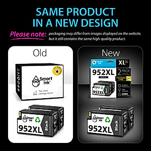 Smart Ink Compatible Ink Cartridge Replacement for HP 952 XL 952XL (2 Black, Pigment Ink Cartridges Combo Pack) to use with OfficeJet Pro 7720 7740 8200 8210 8216 8700 8710 8715 8720 8725 8730 8740