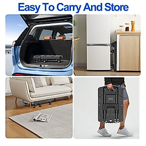 Folding Hand Truck, Pre-Installed 600lbs Heavy Duty Dolly Cart, Portable 6 Wheels Collapsible Luggage Cart with 2 Elastic Ropes for Luggage, Travel, Moving, Shopping, Office Use