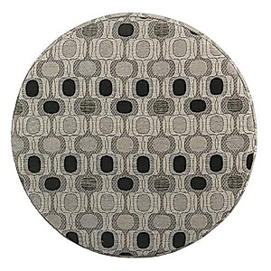 Homepop Home Decor | Upholstered Round Storage Ottoman | Ottoman with Storage for Living Room & Bedroom (Black Geo)
