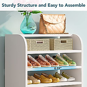 LITTLE TREE Shoe Shelf for Entryway, 8-Tier Shoe Rack Cabinet, 21 Pair Shoe Storage Organizer, White