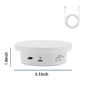 ComXim Rotating Display Stand Turntable 5.1in Diameter Load-bearing 11.02lb Type-C Power Supply for Photography Product, 3D Scanning, Display Shoes (13cm White)