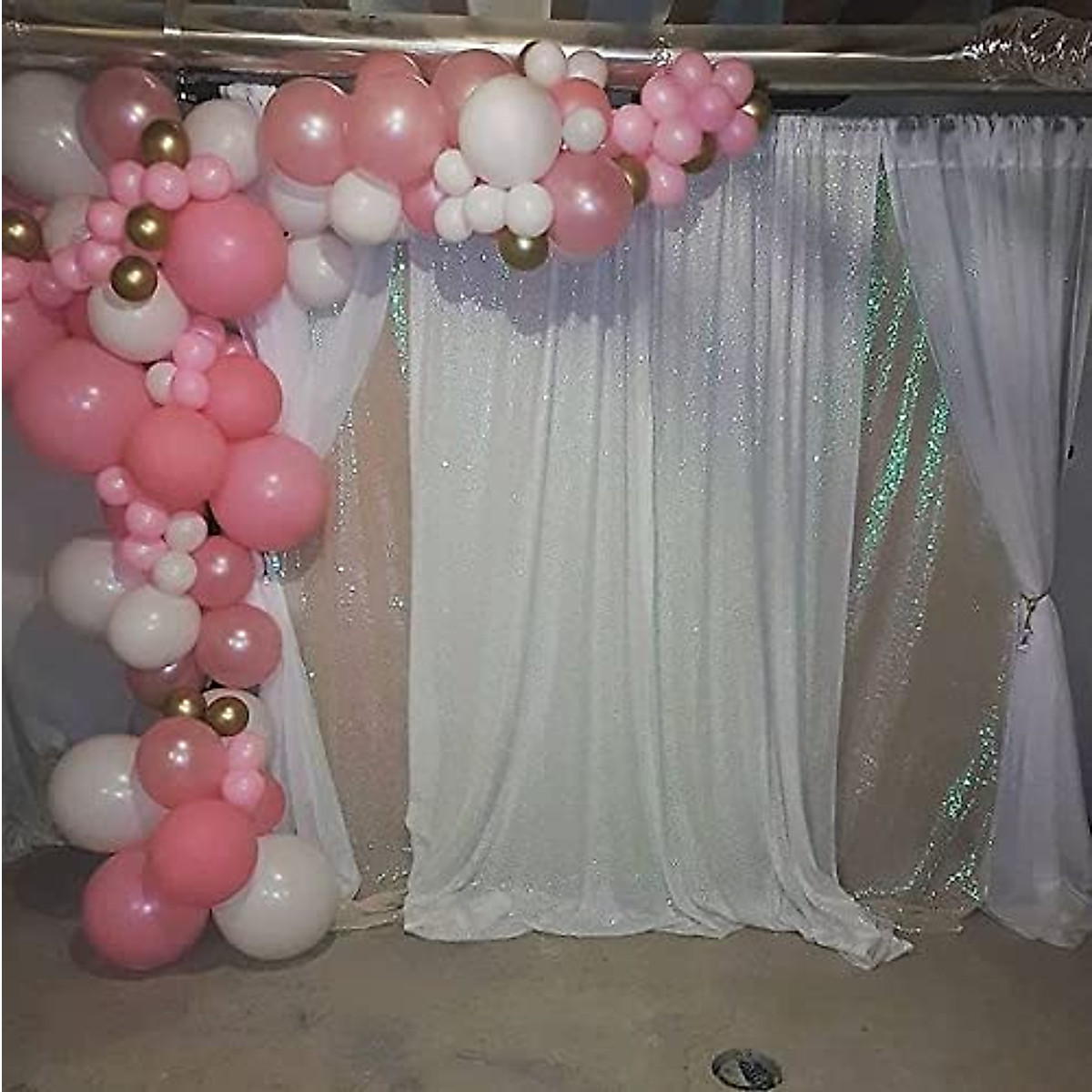 White Sequin Backdrop Curtain 4 Pack 2ft x 8ft Backdrop Birthday Party Backdrop Wedding Ceremony Background