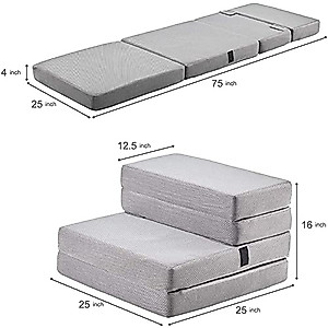 BDEUS Folding Mattress Folding Sofa 4" Breathable High-Density Foam Mattress Topper, Portable Guest Bed with Removable&Washable Cover, 75 x 25 inches