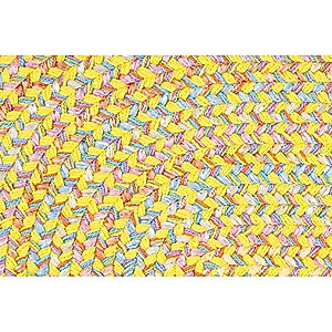 Super Area Rugs Braided Rug for Kids Room - Nursery Rug - Classroom Rug - Made in USA - Washable Rug for Playroom - Hipster, Yellow Multi, 4' X 6' Oval
