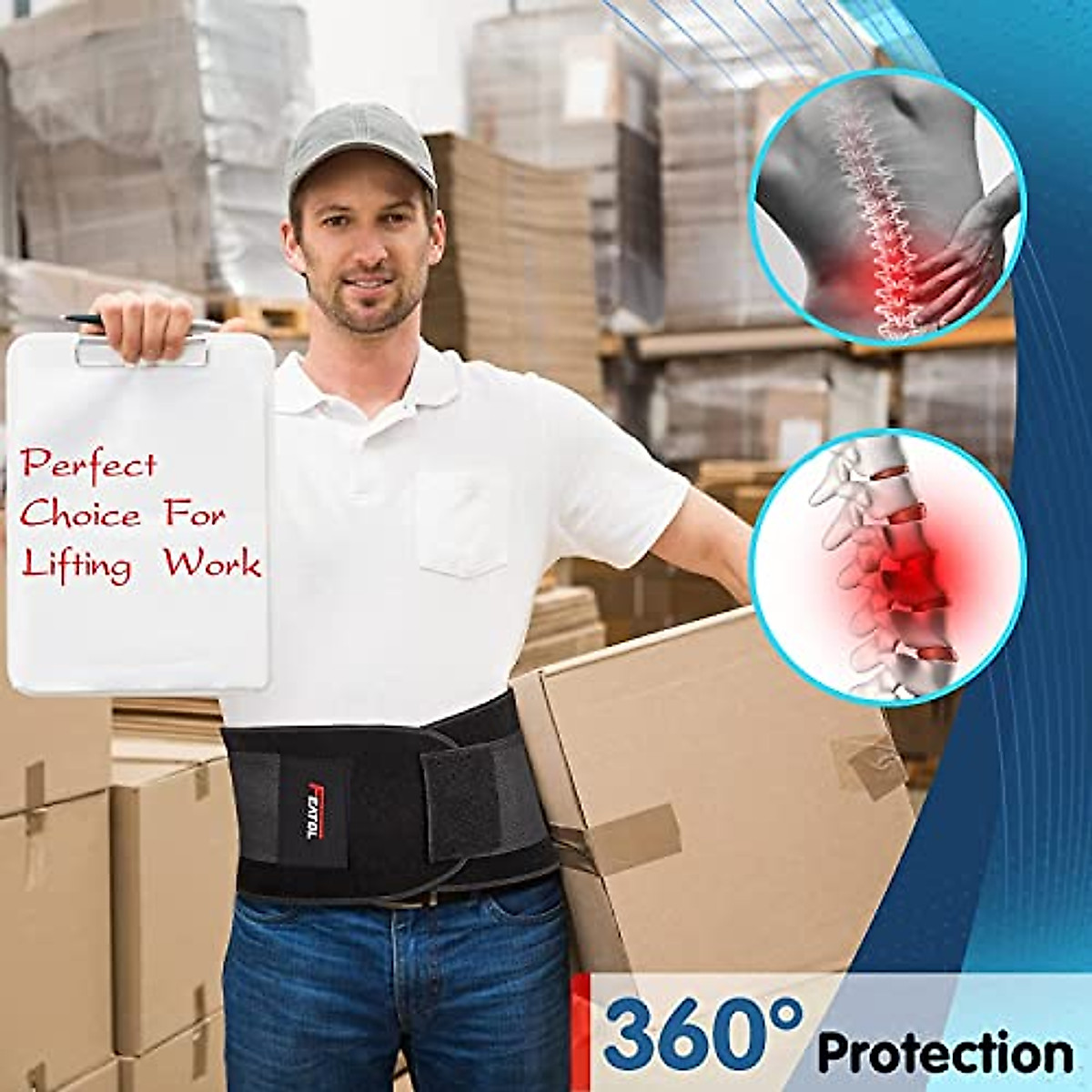 Back Brace for Lower Back Pain by FEATOL, Breathable Back Support Belt for Women & Men with Lumbar Pad, Lumbar Support Belt for Heavy Lifting & Work, Sciatica, Scoliosis 3XL (Waist Size:54''-63'')