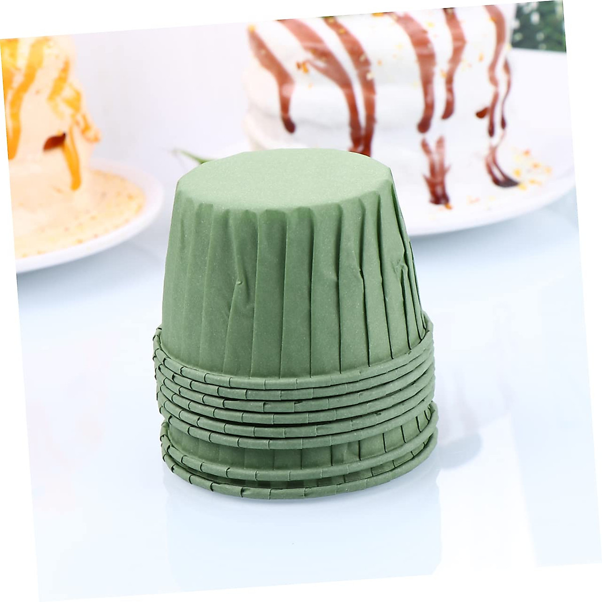 Luxshiny 50pcs Cupcake Paper Liners Muffin Cups Muffin Wrappers Cup Cake Paper Cup Baking Supplies Baking Cups Accessory Cake Cup Wrapping Paper Egg Tart Paper Lining Tulip Green Muffin