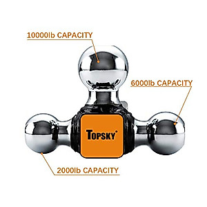 TOPSKY Trailer Hitch Tri Ball Mount & Pin, 1-7/8,2,2-5/16-inch Chrome Hitch Balls, Fits 2-inch Receiver