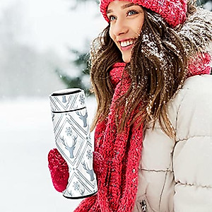 CaTaKu Reindeer Head Snowflake Water Bottle Insulated 16 oz Stainless Steel Flask Thermos Bottle for Coffee Water Drink Reusable Wide Mouth Vacuum Travel Mug