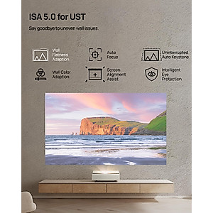 XGIMI Aura 4K UHD Ultra Short Throw Laser Projector for Home Theater, 2400 ANSI Lumens, 80% DCI-P3 & 90% Rec.709, HDR10, 60W Harman Kardon Speakers, Android TV 10.0, Wireless Casting