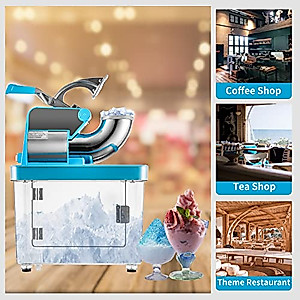 SHZOND Commercial Ice Crusher Machine 300W, ETL Approved Shaved Ice Maker 110V, Dual Blades Stainless Steel Snow Cone Machine Efficient Ice Crushing 440 LBS per Hour for Home and Commercial Use