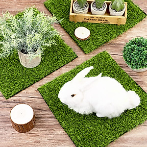 TURSTIN 6 Packs Artificial Grass Square Mat 12 x 12 Inch Fake Grass Turf Patch with Drainage Hole Synthetic Garden Grass Tiles Realistic Grass Rug for DIY Indoor Outdoor