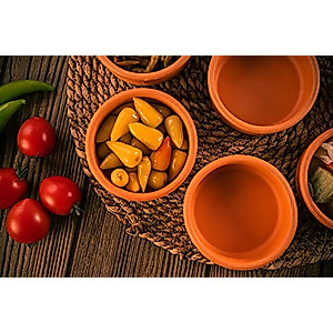 Luksyol Handmade Unglazed Clay Bowls: Elevate Your Culinary Experience with a Set of 8 (3.7 x 1.4 in) | Authentic Terracotta Cooking for Indian, Mexican, Korean Cuisine | Microwave-Friendly and Safe |