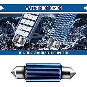 ZKFAR Pack-4 42mm LED Bulbs Extremely Bright, 3014 Chipsets 400LM for LED Interior Dome Map Door Lights Bulbs (Blue)