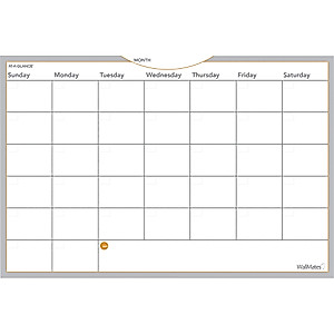 AT-A-GLANCE AW602028 WallMates Self-Adhesive Dry Erase Monthly Planning Surface, 36 x 24 , Gray/White/Orange