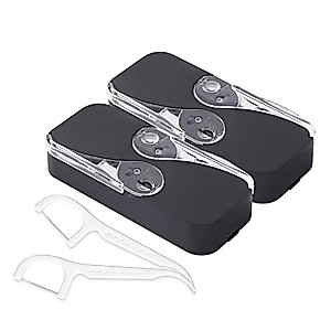 Dental Floss Portable Floss Dispenser Floss Box Dental Floss Picks Dispenser Floss Pick Holder Automatic Floss Organizer Travel Floss for Women Men Teeth Cleaning(Black+Black)