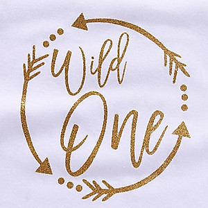 Baby Girls 1st Birthday Cake Smash 3pcs Outfits Set Cotton Romper Bodysuit+Tutu Dress+Flower Headband Princess Skirt Clothes Beige Arrow Wild one Outfits One Size