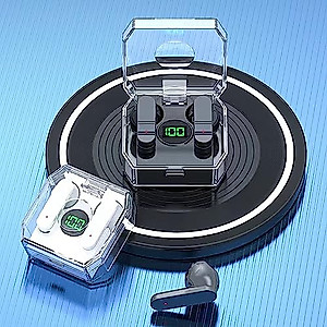 Bluetooth 5.3 Headphones, Wireless Earbuds with 40 Hours Playtime Charging Case, Deep Bass, IPX7 Waterproof Running Earphones with 4 Microphones for Clear Calls, LED Display, (Black)