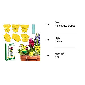 BUGKILLER 30PCS Yellow Fruit Fly Traps for Indoors, Fungus Gnats Sticky Traps for Plants, Gnat Traps for House Indoor, Used for Mosquitoes, Whiteflies, Thrips, Leaf Miners...(Non-Toxic, Dual Sided)