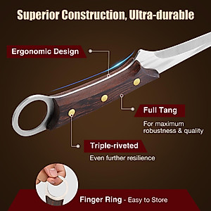 TrDLam Boning Knife, 6 Inch Deboning Knife for Cutting Meat High Carbon Steel Ultra Sharp Full Tang & Ergonomic Japanese Knife, Hand Forged Fish Fillet Knives with Sheath Ideal For Gift